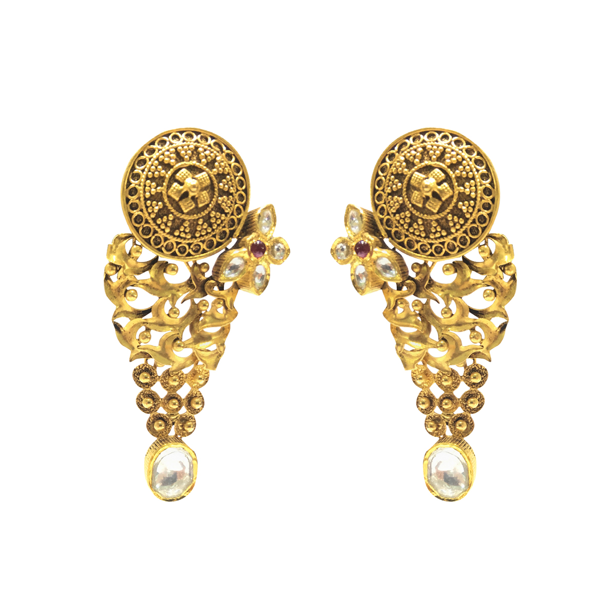 The Azva Gold Earrings A1221 Ships Faster by PC Jeweller