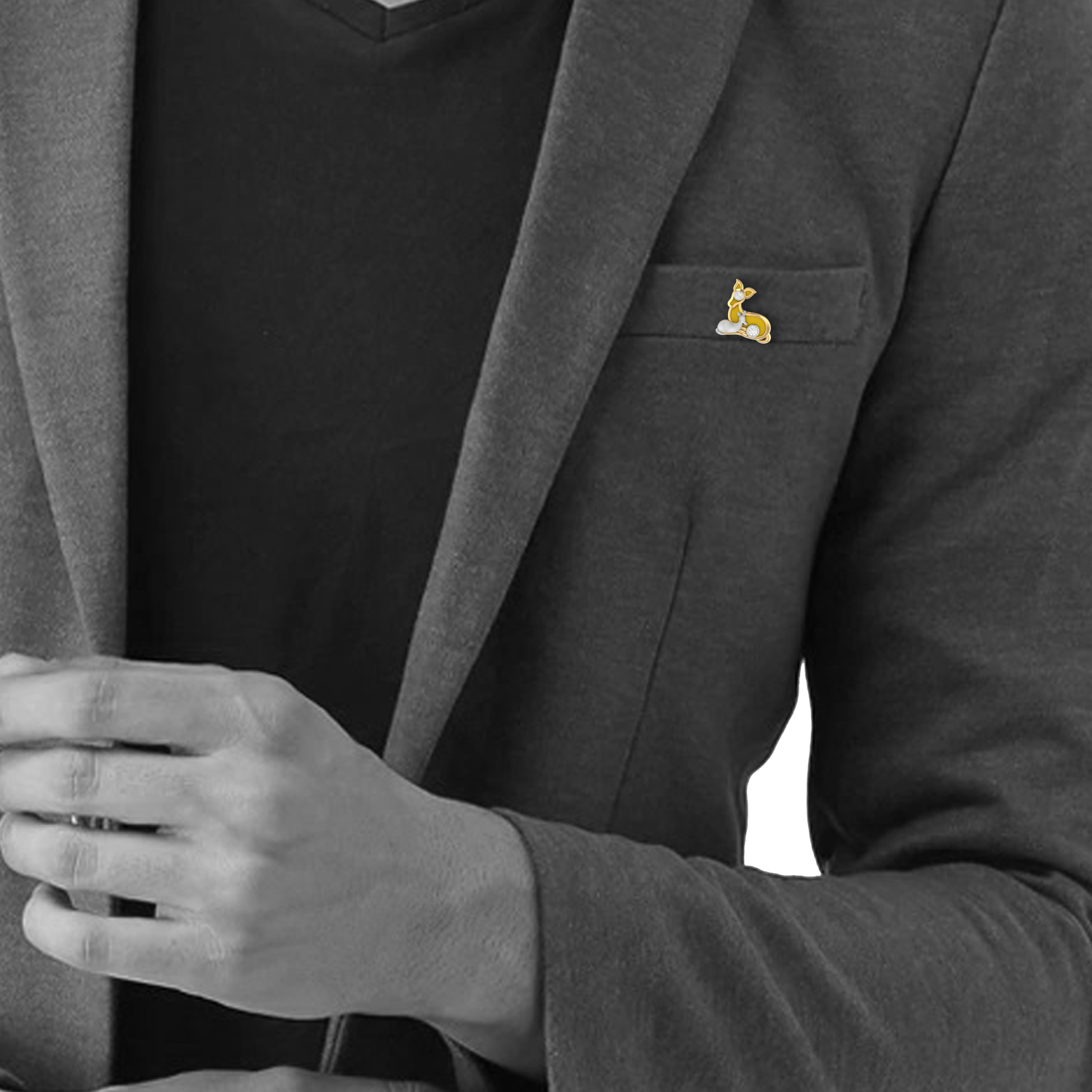 The Kangaroo Diamond Silver Collar Pin by PC Jeweller