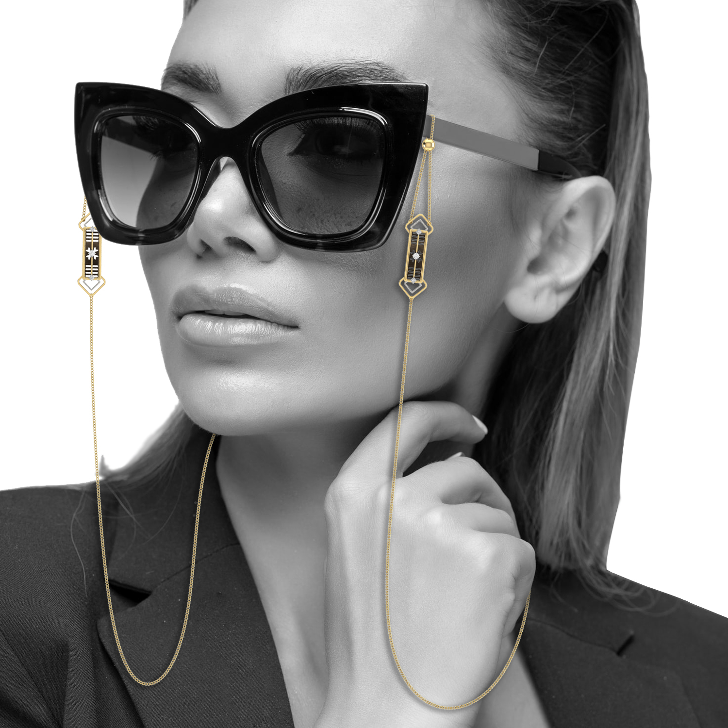 The Mahi Diamond Silver Goggle Chain by PC Jeweller