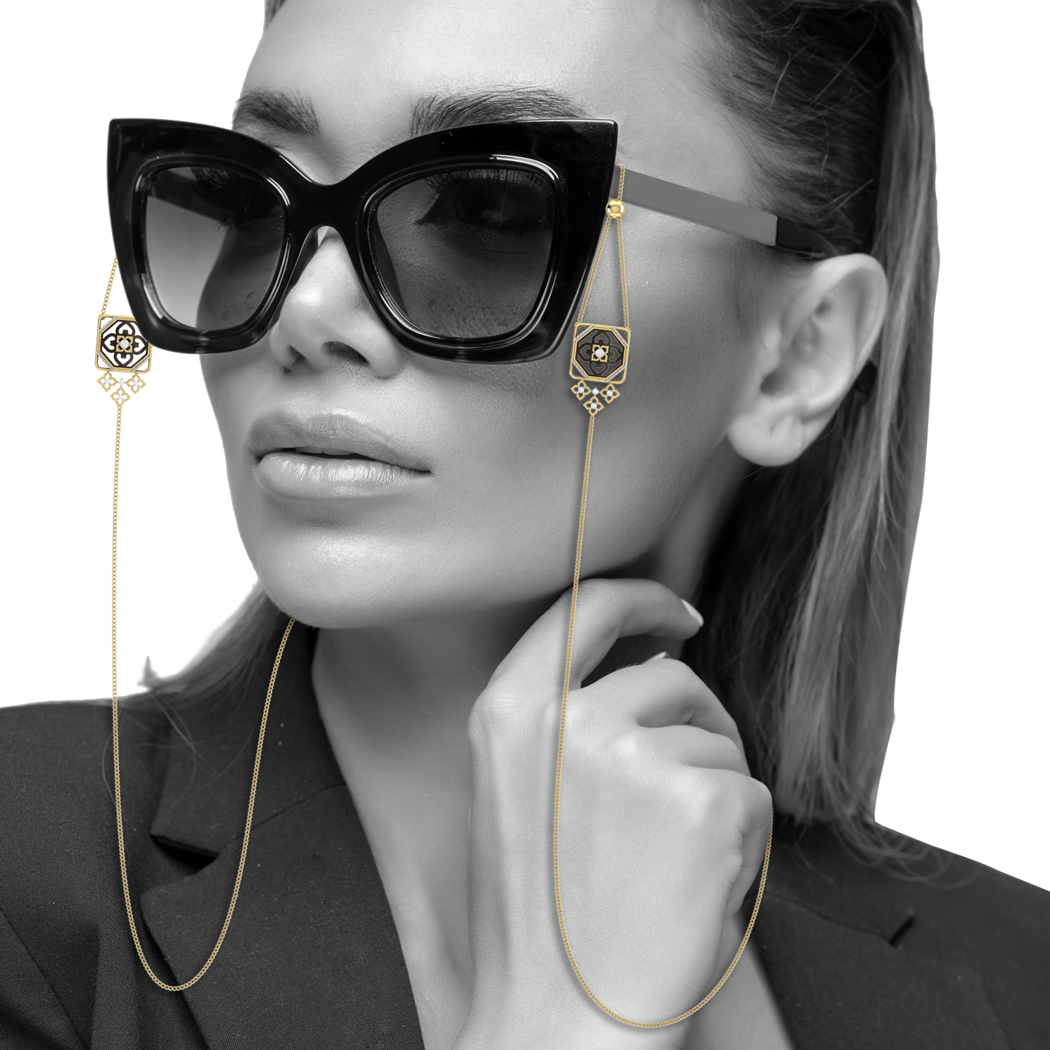 The Mira Diamond Silver Goggle Chain by PC Jeweller