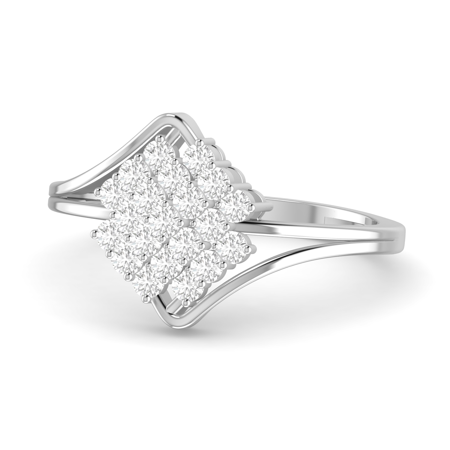 The Nika Silver Diamond Ring by PC Jeweller
