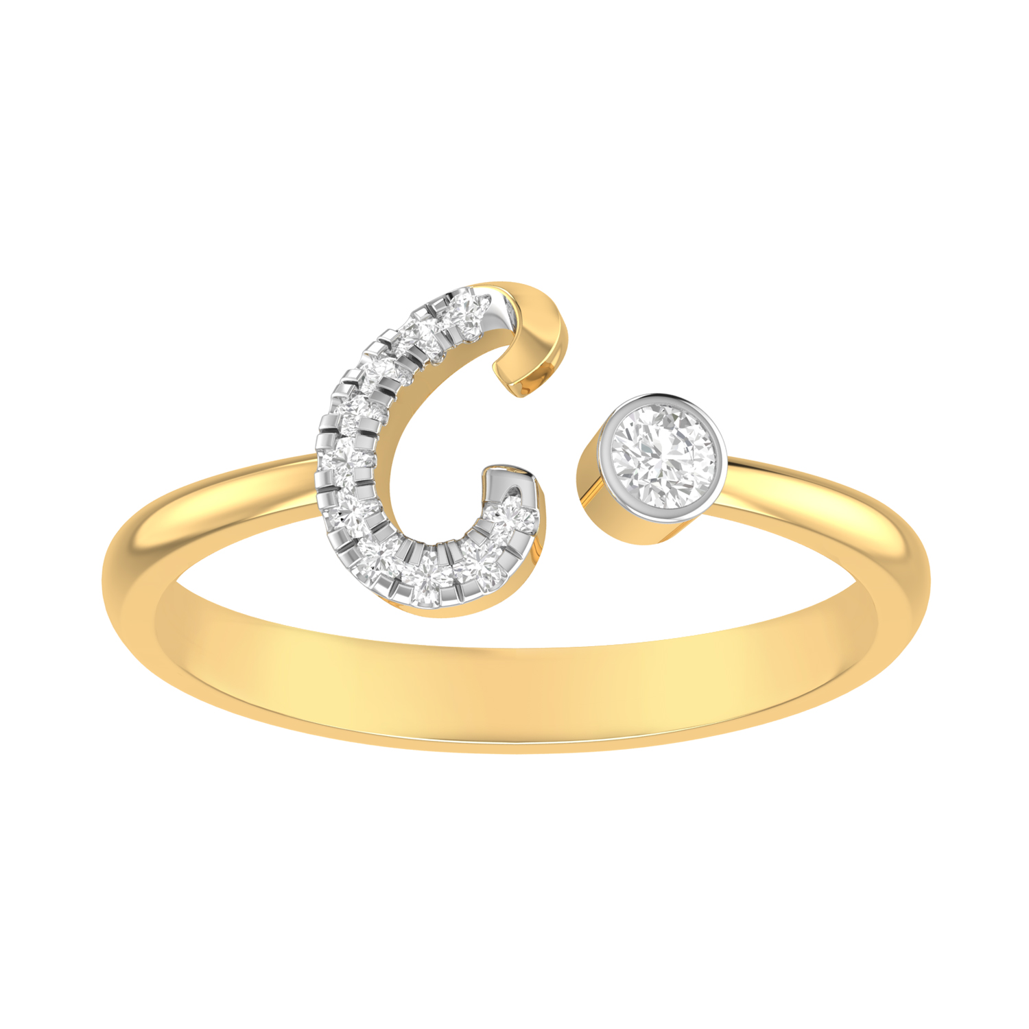 The C Alphabet Diamond Ring | PC Jeweller