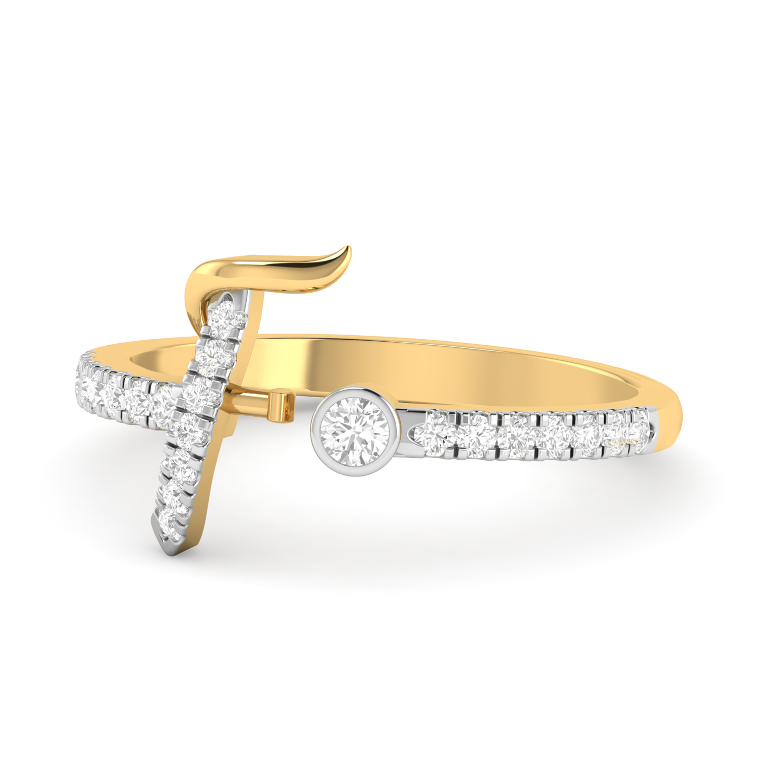 The F Alphabet Diamond Ring | PC Jeweller