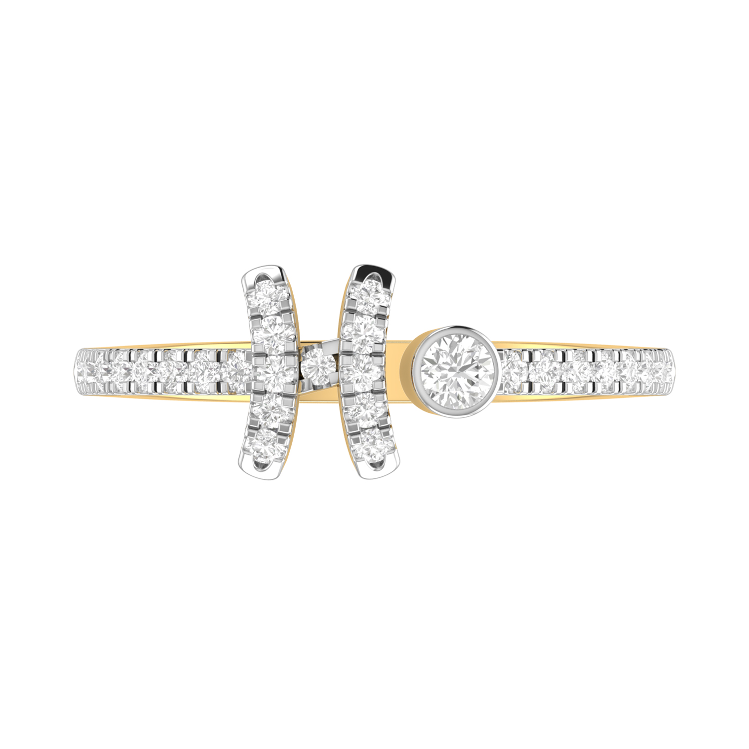 The H Alphabet Diamond Ring | PC Jeweller