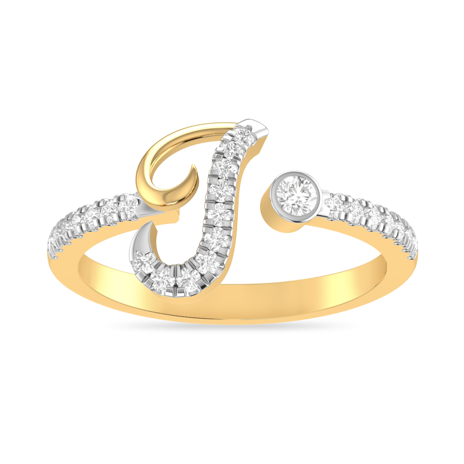 The J Alphabet Diamond Ring | PC Jeweller