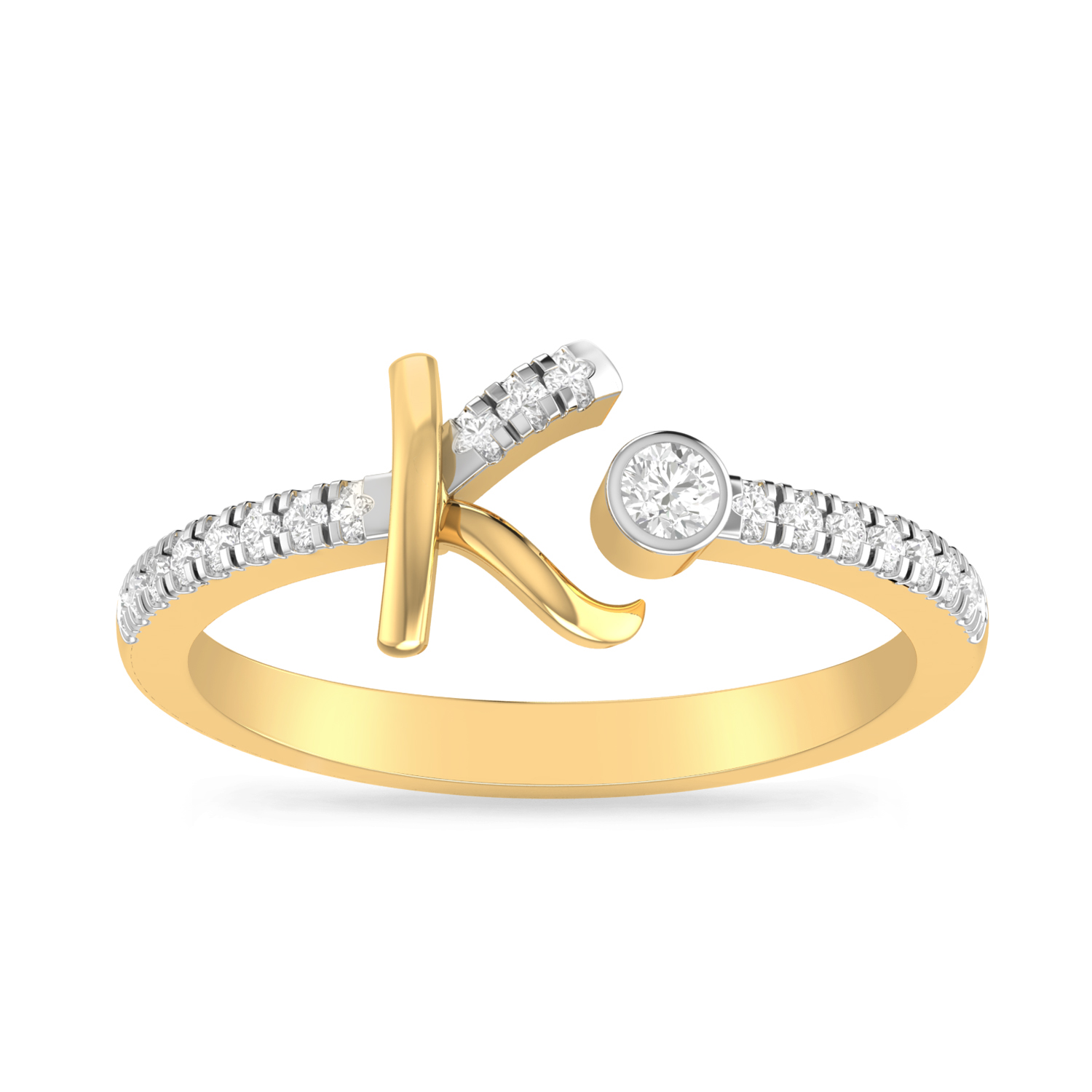 The K Alphabet Diamond Ring | PC Jeweller