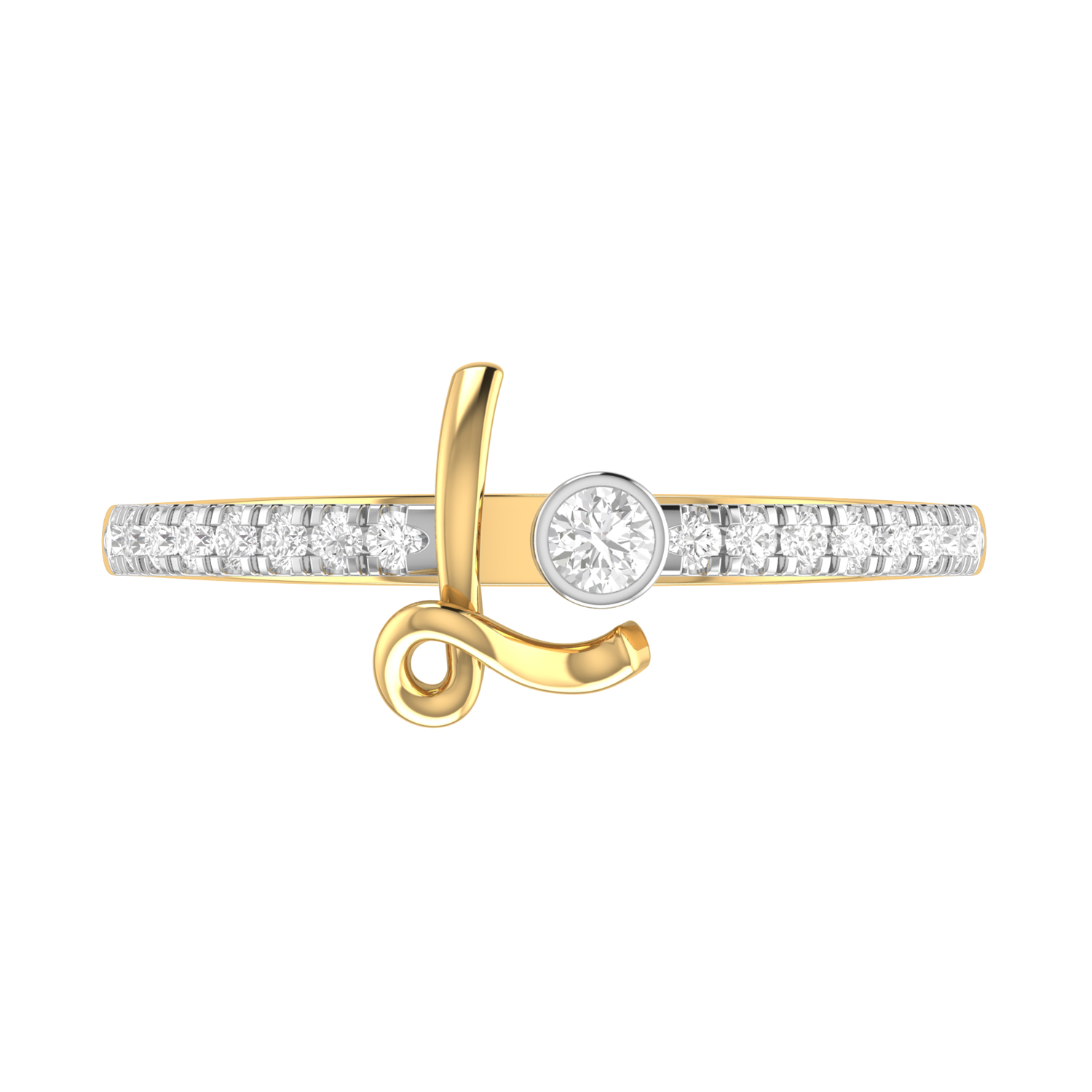 The L Alphabet Diamond Ring | PC Jeweller