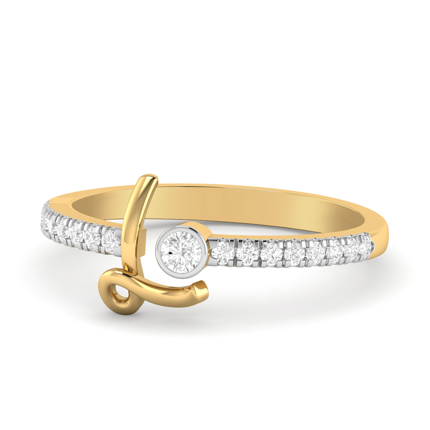 The L Alphabet Diamond Ring | PC Jeweller