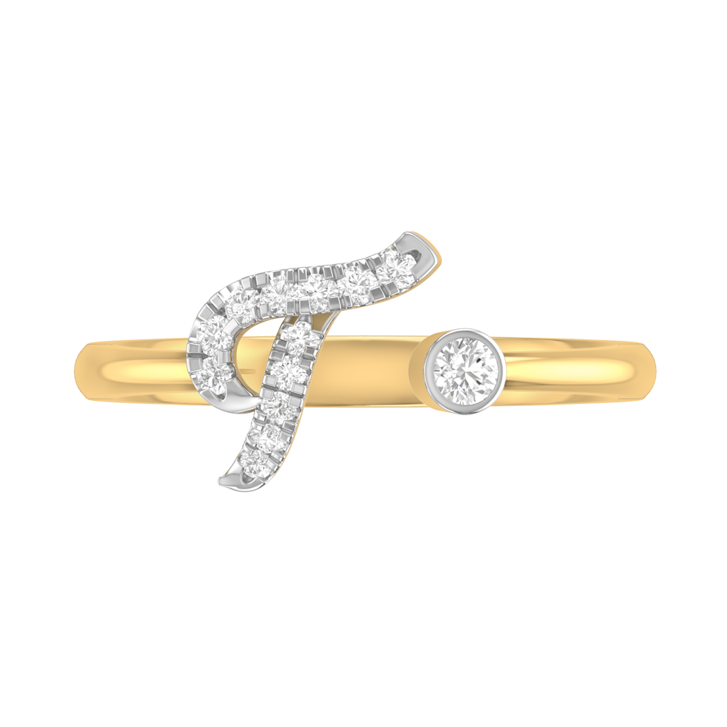 The T Alphabet Diamond Ring | PC Jeweller