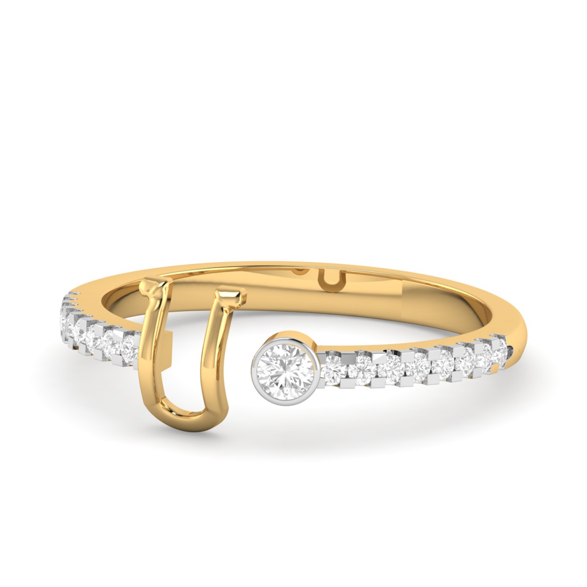 The U Alphabet Diamond Ring by PC Jeweller