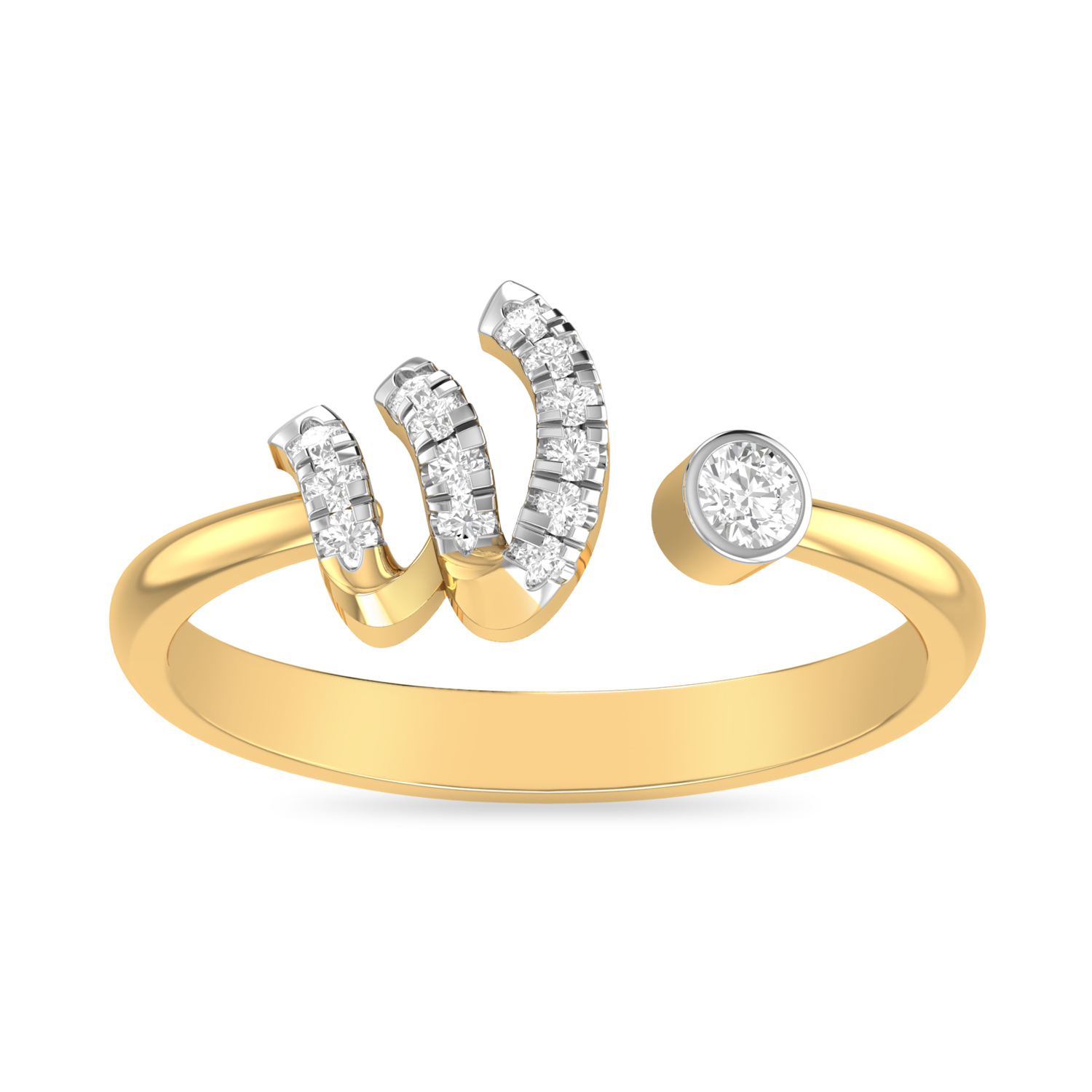 The W Alphabet Diamond Ring | PC Jeweller