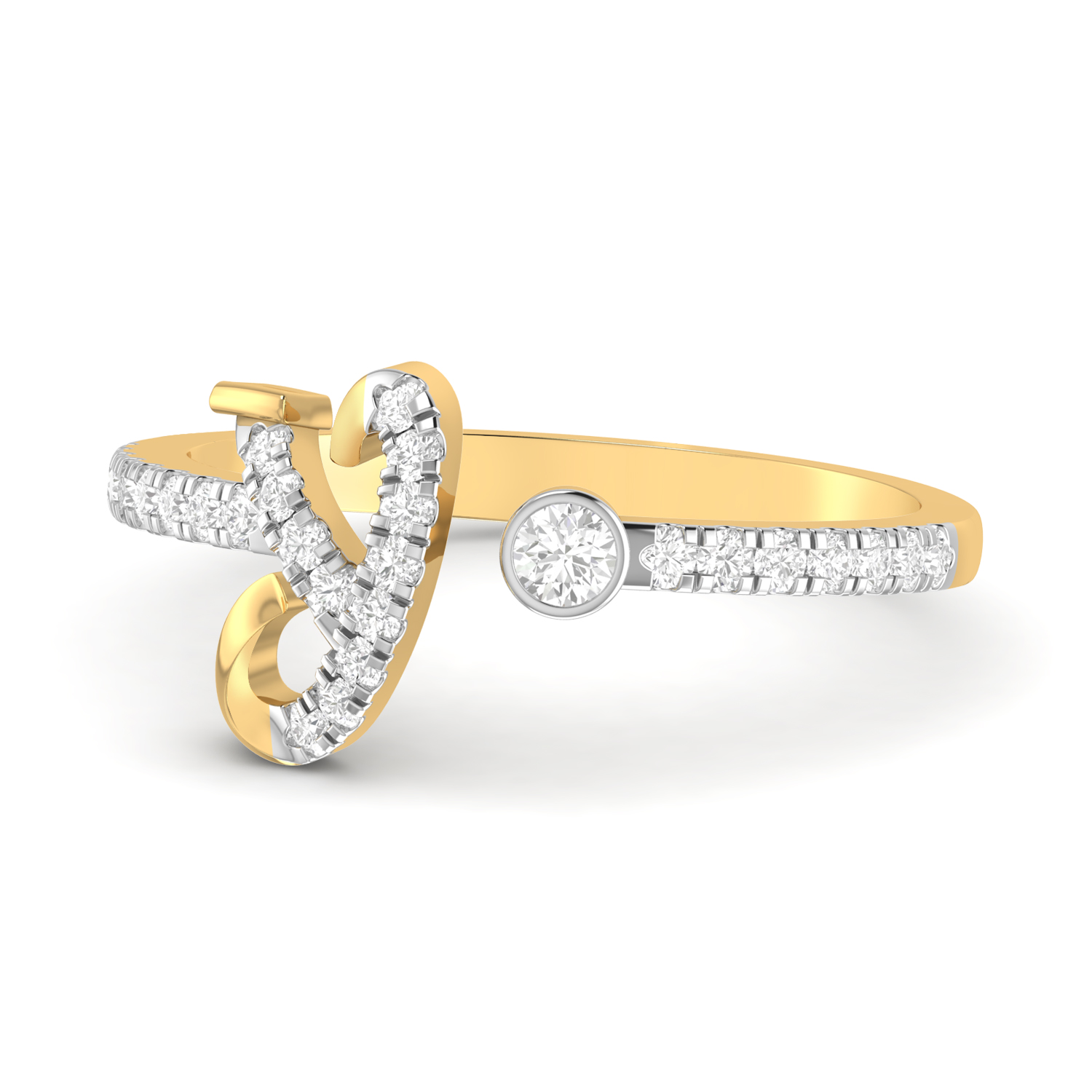 The Y Alphabet Diamond Ring | PC Jeweller