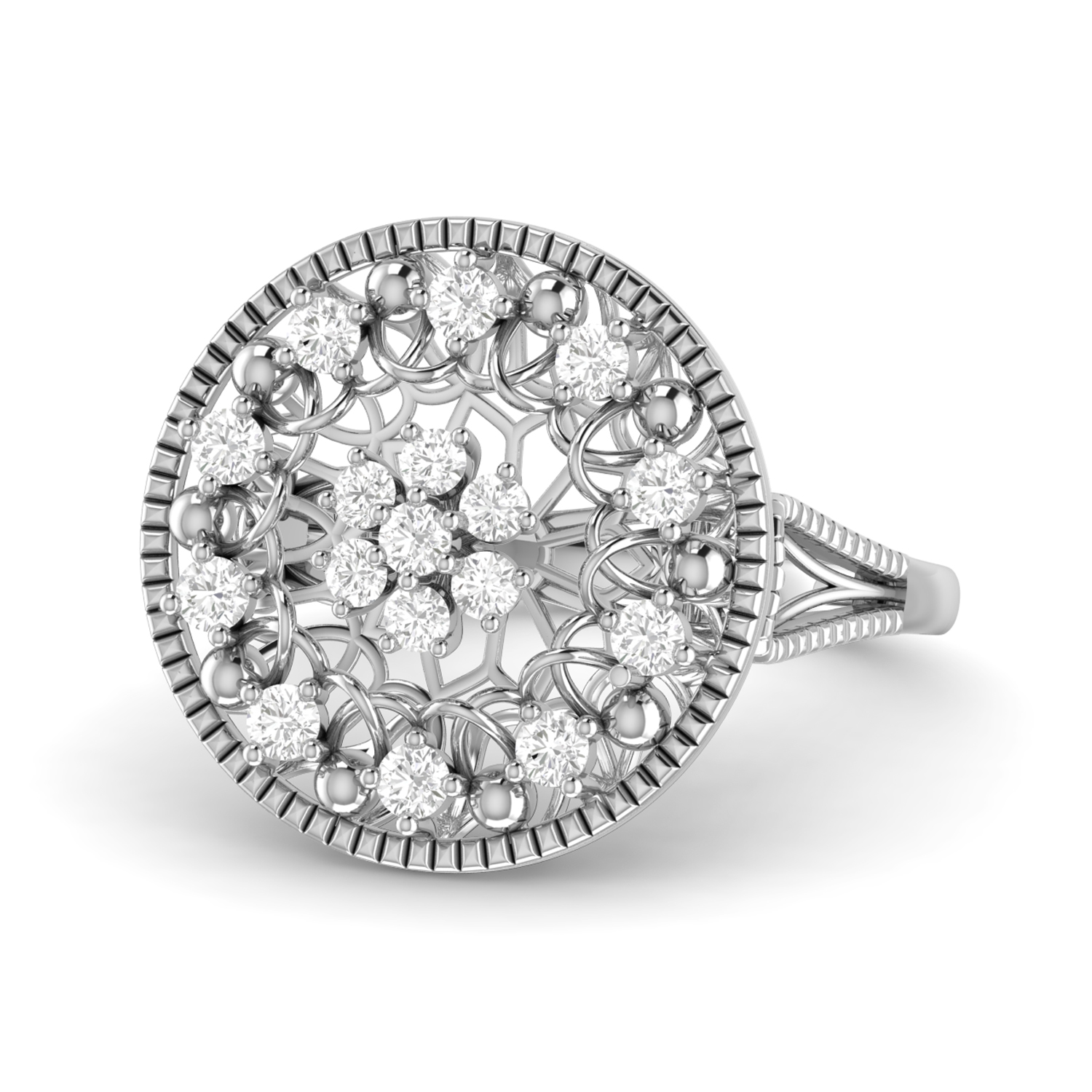 The Omar Diamond Silver Ladies Ring Ships Faster by PC Jeweller Ship Faster