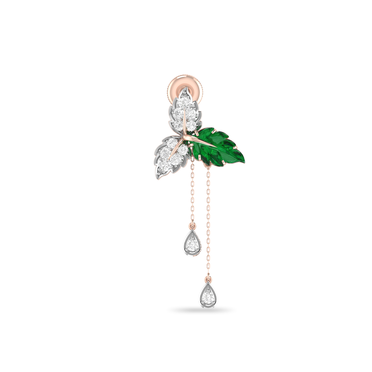 The Three Leaf Diamond Earrings by PC Jeweller