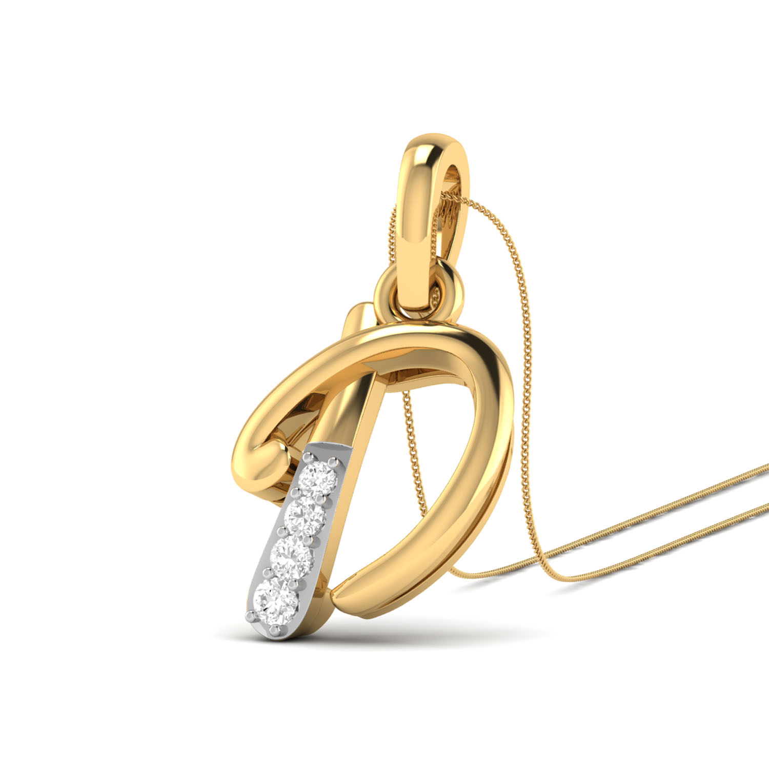 The Alphabet D Diamond Pendant | PC Jeweller
