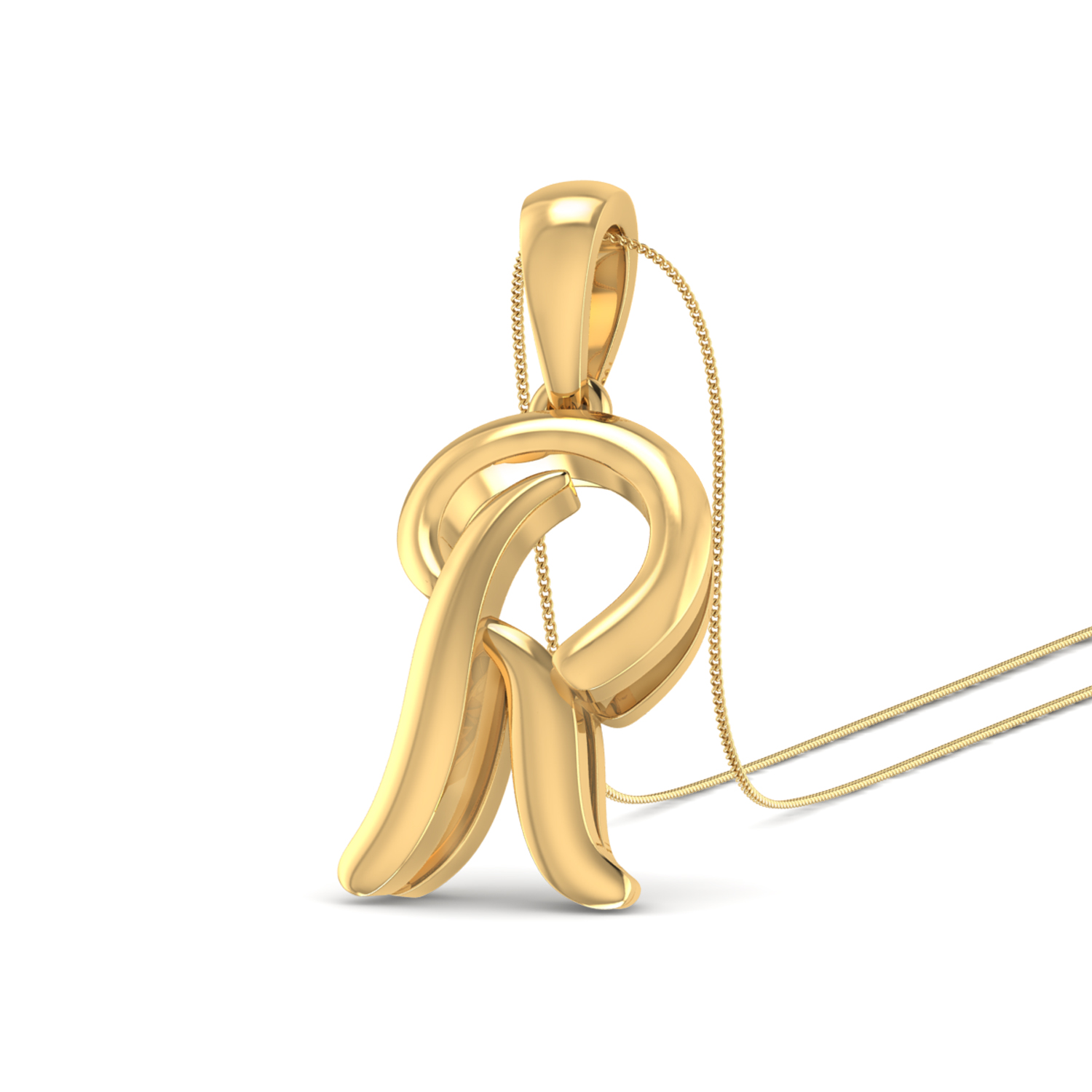 The Alphabet R Gold Pendant by PC Jeweller