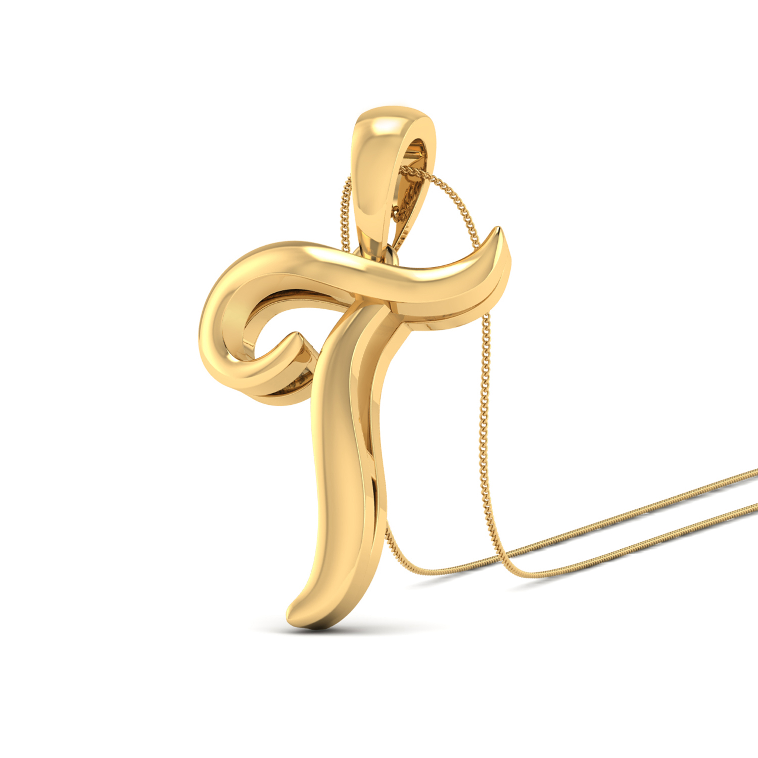 The Alphabet T Gold Pendant by PC Jeweller