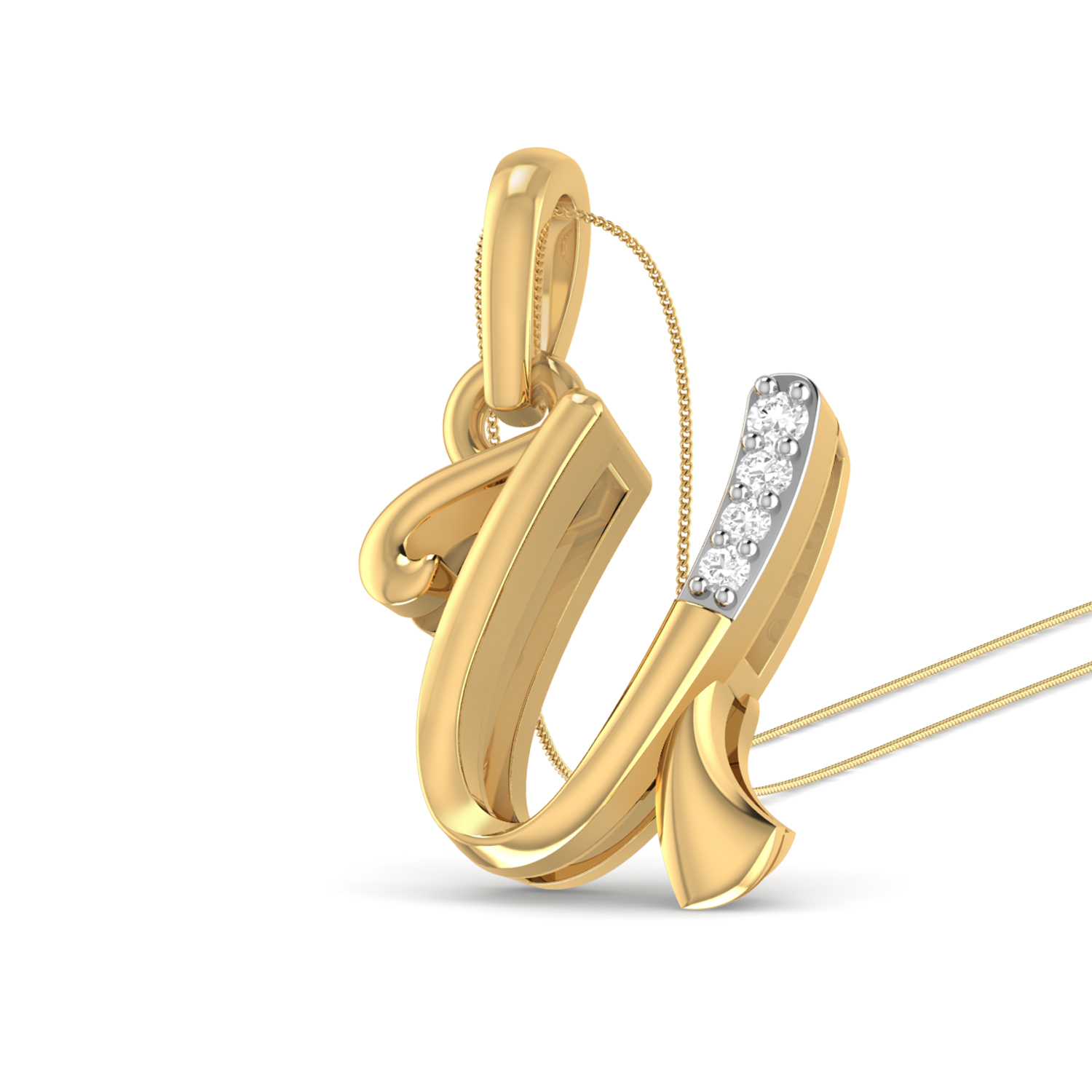 The U Alphabet Diamond Pendant | PC Jeweller