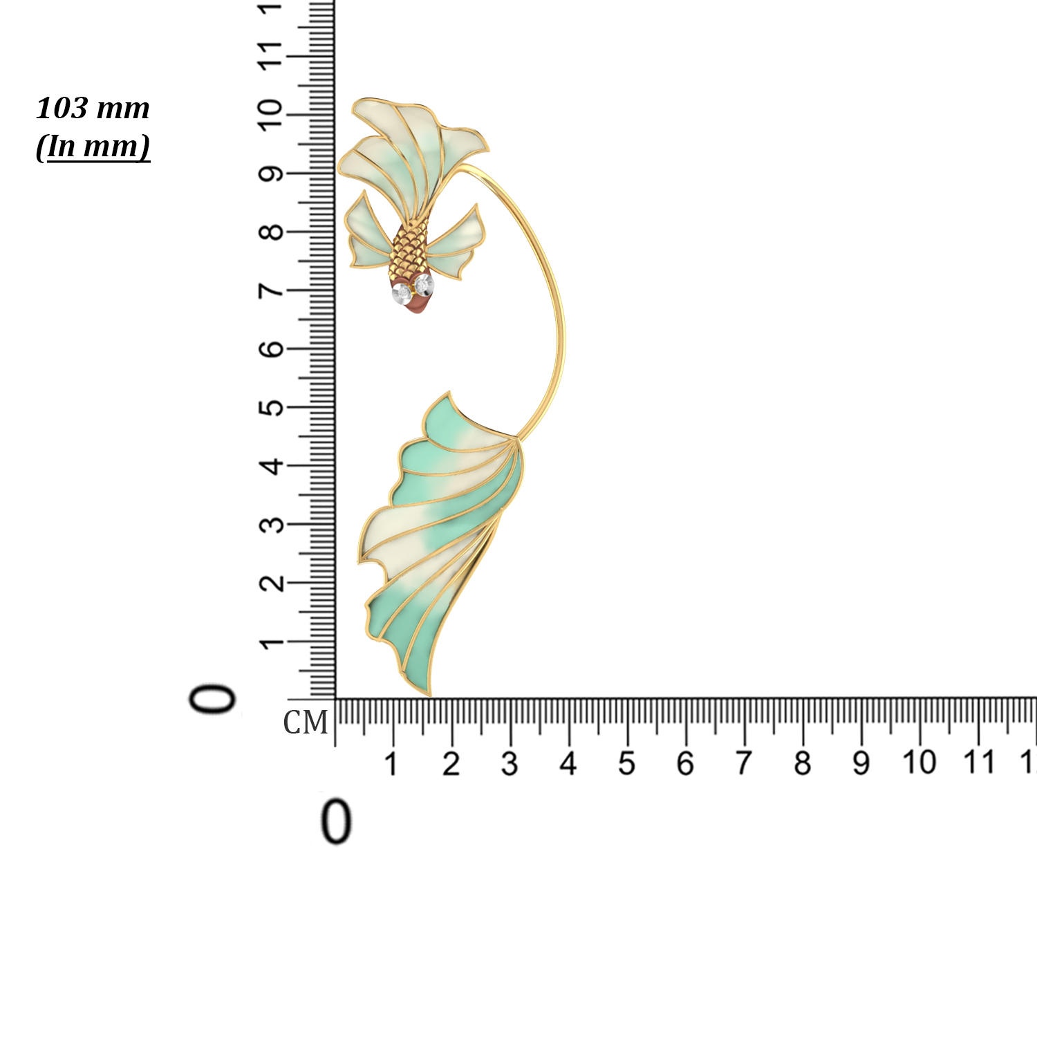 The Diamond Silver Betta Fish Ear Cuff by PC Jeweller