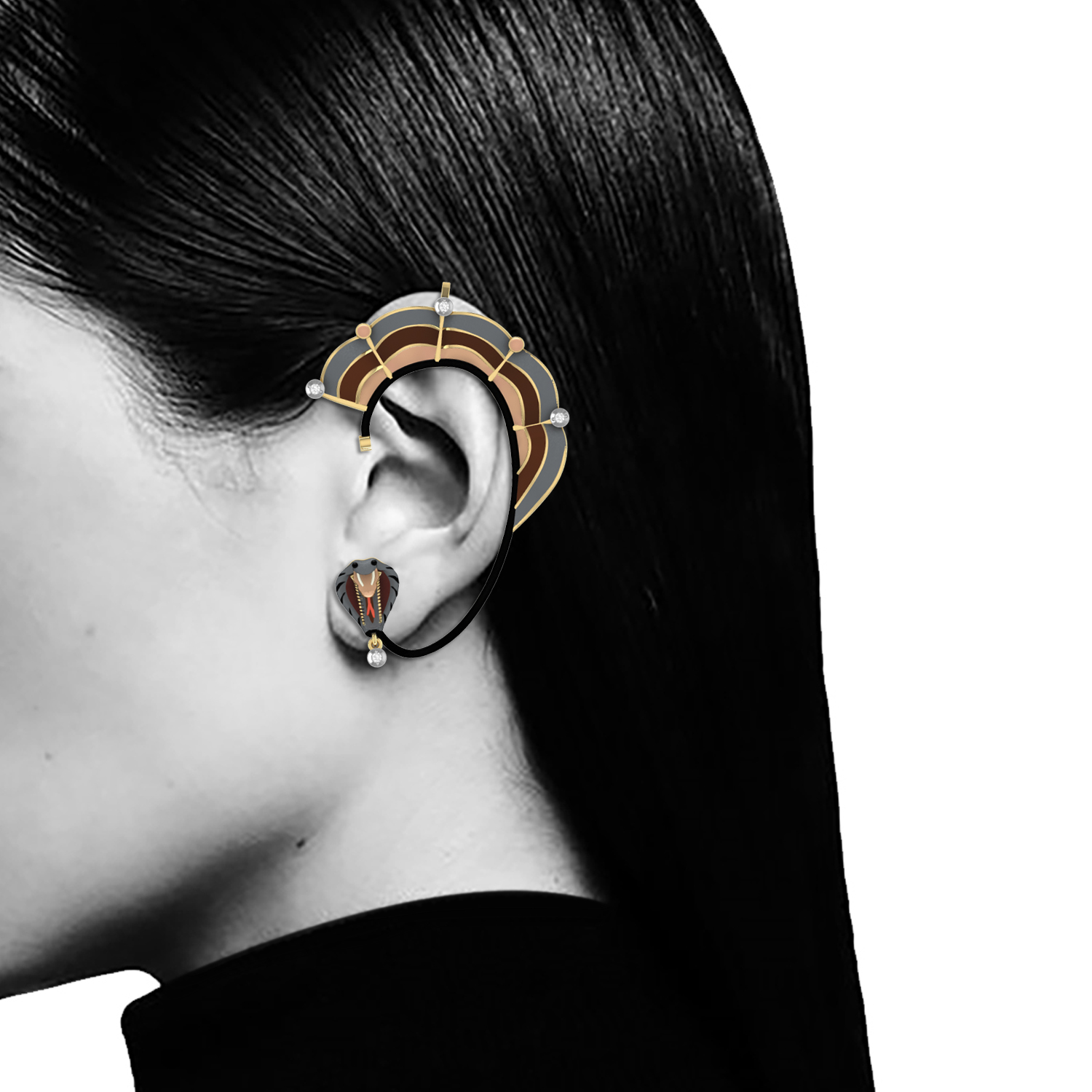 The Diamond Silver Serpent Ear Cuff by PC Jeweller