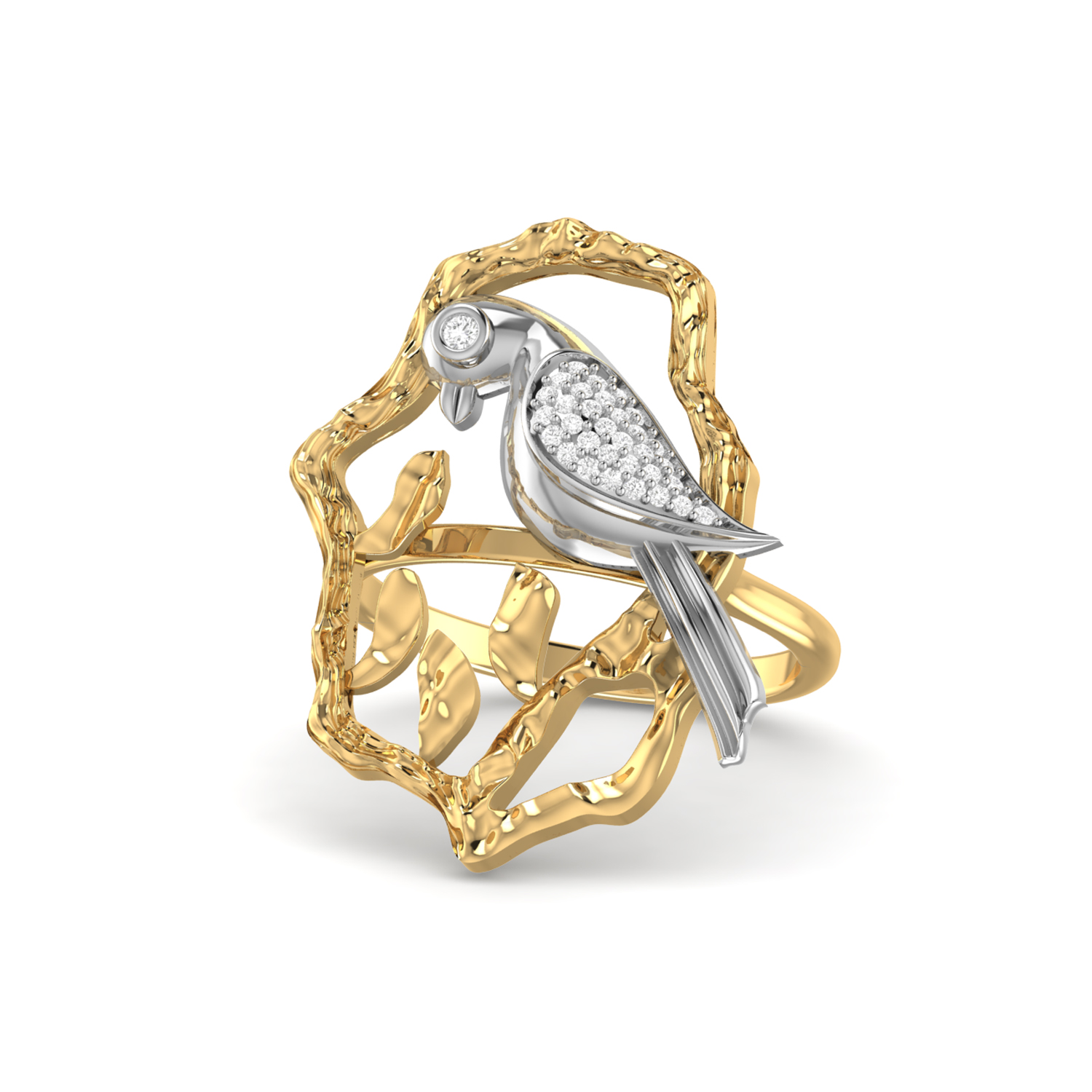 The Magical Bird Diamond Silver Ring by PC Jeweller