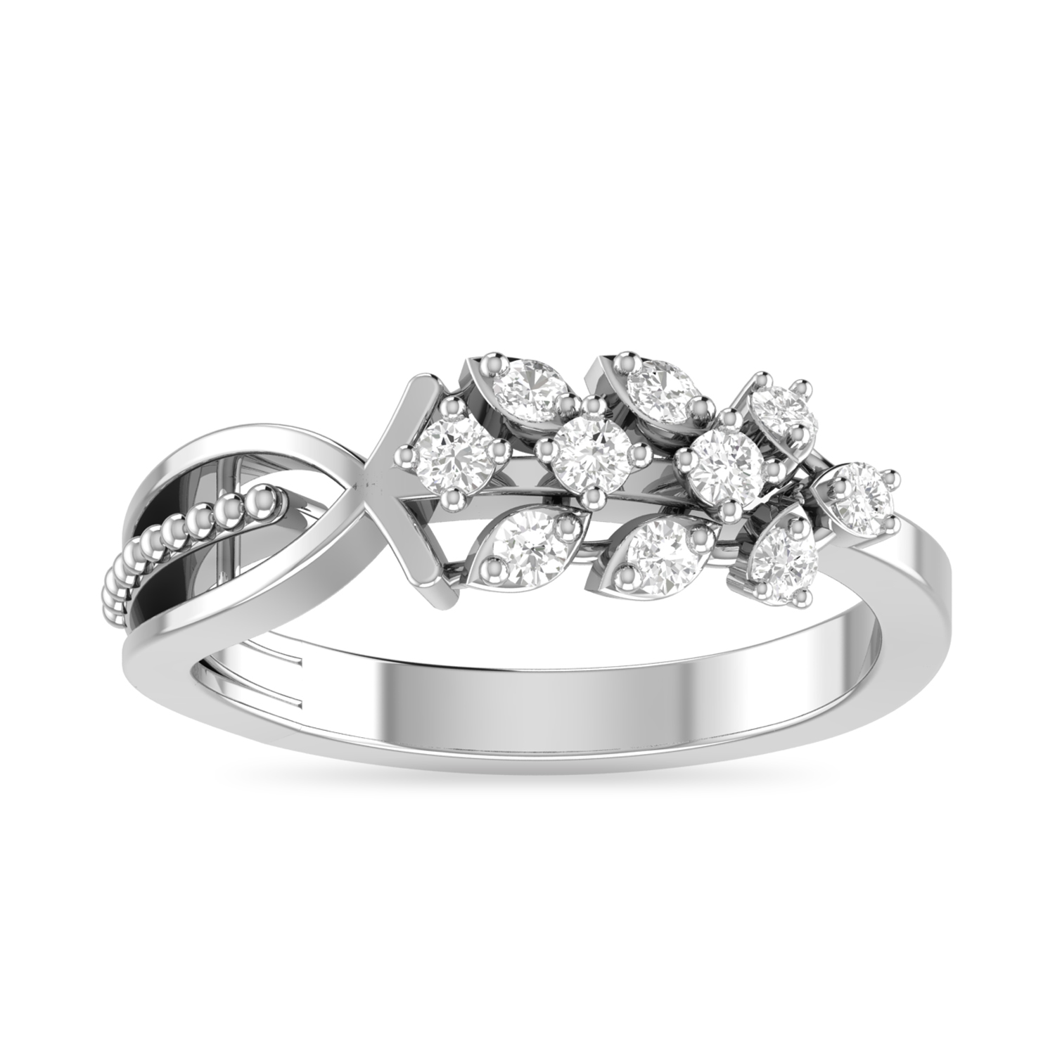 The Lilibet Diamond Silver Ring by PC Jeweller