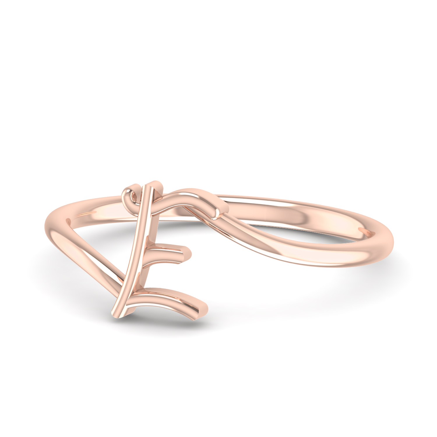 The LoveGold Alphabet E Gold Ring by PC Jeweller