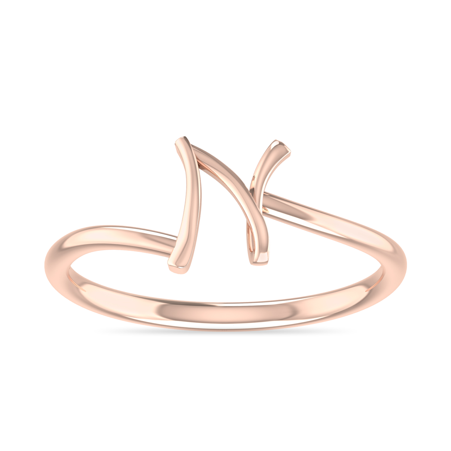 The LoveGold Alphabet N Gold Ring by PC Jeweller