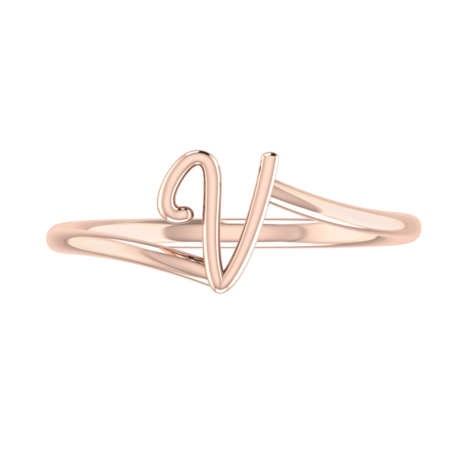The LoveGold Alphabet V Gold Ring by PC Jeweller