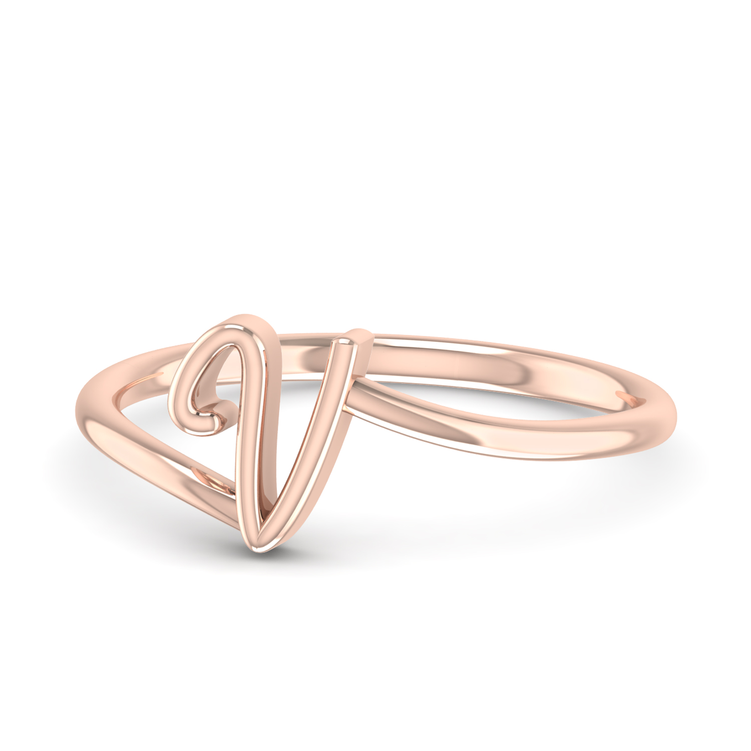 The LoveGold Alphabet V Gold Ring by PC Jeweller