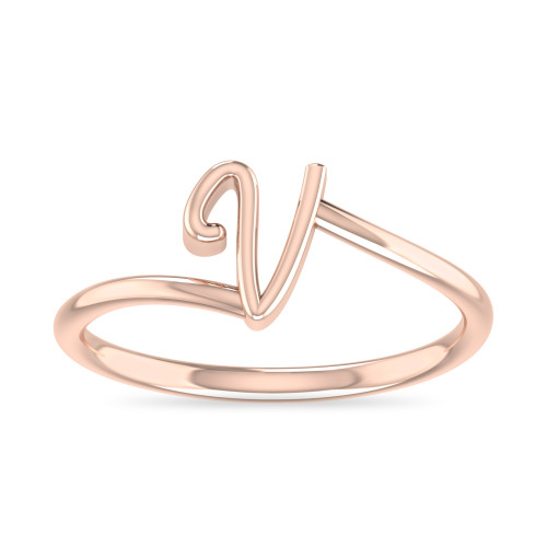 The LoveGold Alphabet V Gold Ring by PC Jeweller